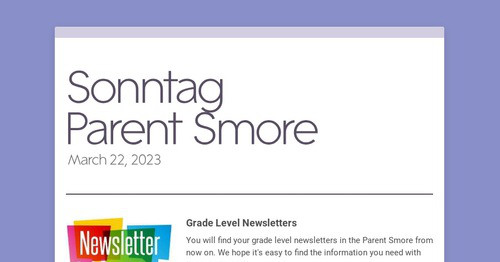 Sonntag Parent Smore | Smore Newsletters
