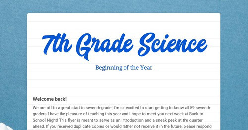 7th Grade Science | Smore Newsletters