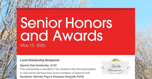 Senior Honors and Awards | Smore Newsletters