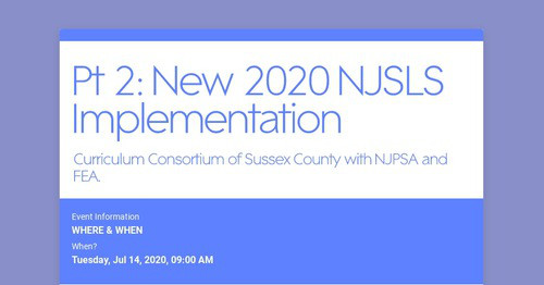 Pt 2: New 2020 NJSLS Implementation | Smore Newsletters