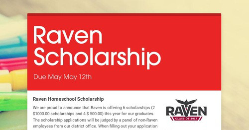Raven Scholarship | Smore Newsletters
