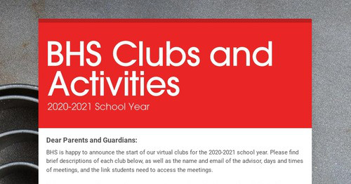 BHS Clubs and Activities | Smore Newsletters for Education