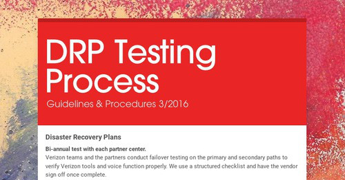 DRP Testing Process | Smore Newsletters