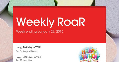 Weekly RoaR | Smore Newsletters