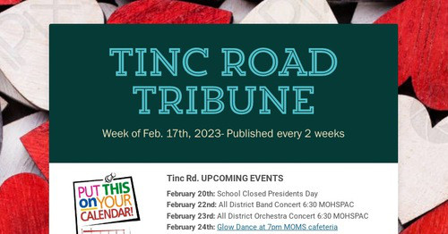 TINC ROAD TRIBUNE | Smore Newsletters