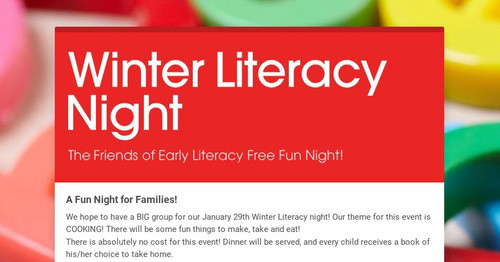 Winter Literacy Night | Smore Newsletters