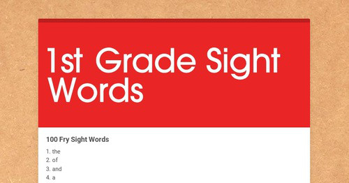 1st Grade Sight Words