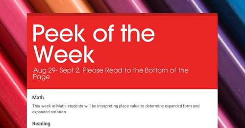 Peek of the Week | Smore Newsletters