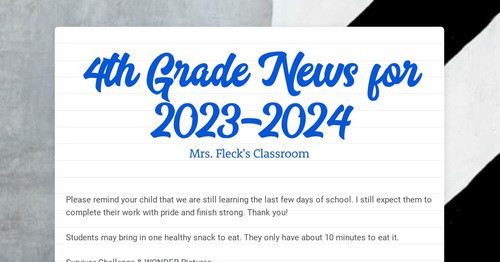 4th Grade News for 2023-2024 | Smore Newsletters for Education