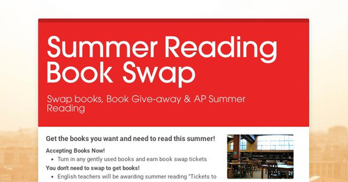 Summer Reading Book Swap | Smore Newsletters