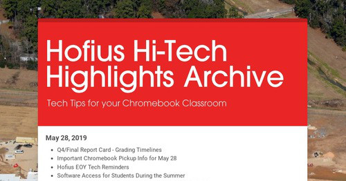 Hofius Hi-Tech Highlights Archive | Smore Newsletters