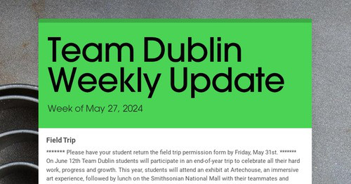Team Dublin Weekly Update | Smore Newsletters