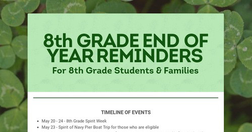 8th GRADE END OF YEAR REMINDERS | Smore Newsletters