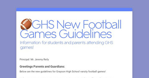 🏈GHS New Football Games Guidelines