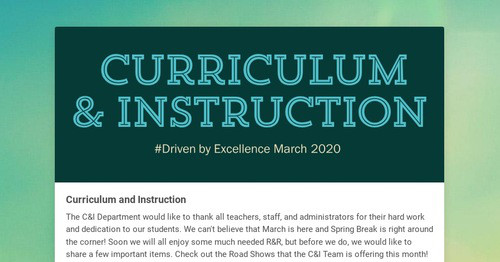 Curriculum & Instruction | Smore Newsletters