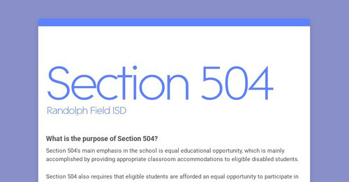 Section 504 | Smore Newsletters