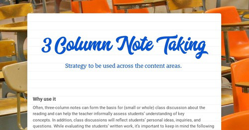 3 Column Note Taking | Smore Newsletters