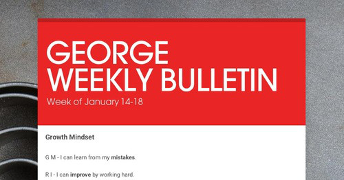 GEORGE WEEKLY BULLETIN | Smore Newsletters