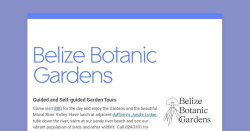 Belize Botanic Gardens | Smore Newsletters