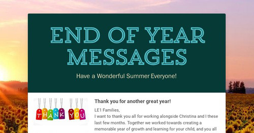 End of Year Messages | Smore Newsletters for Education