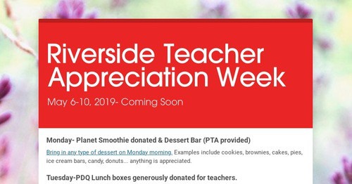 Riverside Teacher Appreciation Week | Smore Newsletters