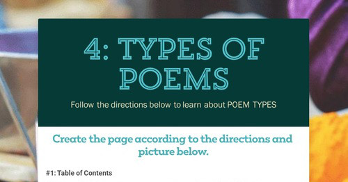 4: Types of Poems | Smore Newsletters for Education
