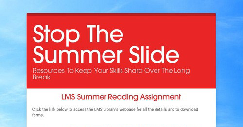 Stop The Summer Slide | Smore Newsletters for Education