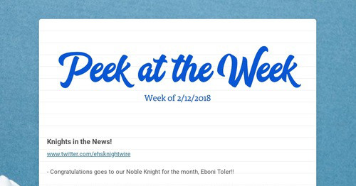 Peek at the Week | Smore Newsletters