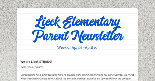 Lieck Elementary Parent Newsletter | Smore Newsletters