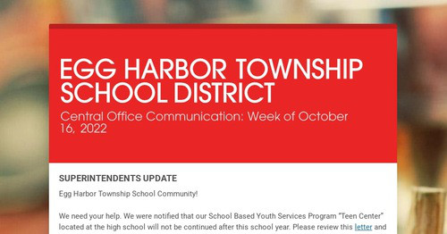 EGG HARBOR TOWNSHIP SCHOOL DISTRICT | Smore Newsletters