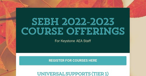 SEBH 2022-2023 Course Offerings
