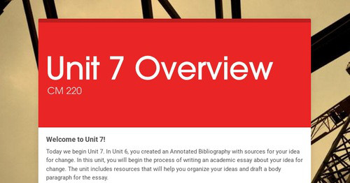 Unit 7 Overview | Smore Newsletters