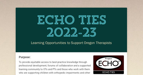 ECHO TIES 2022-23 | Smore Newsletters for Education