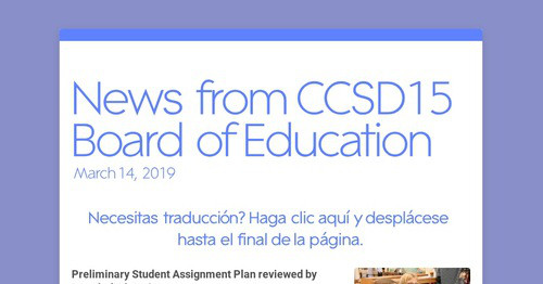 News from CCSD15 Board of Education