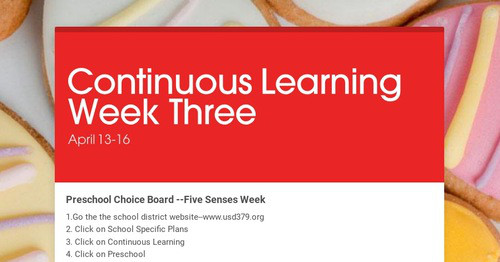 Continuous Learning Week Three | Smore Newsletters