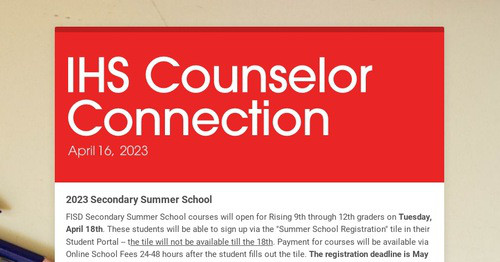 IHS Counselor Connection | Smore Newsletters