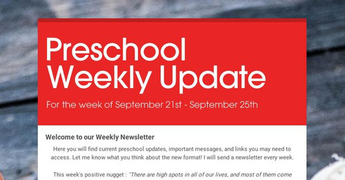 Preschool Weekly Update | Smore Newsletters