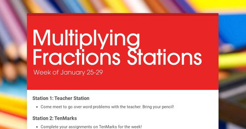 Multiplying Fractions Stations | Smore Newsletters