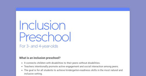 Inclusion Preschool