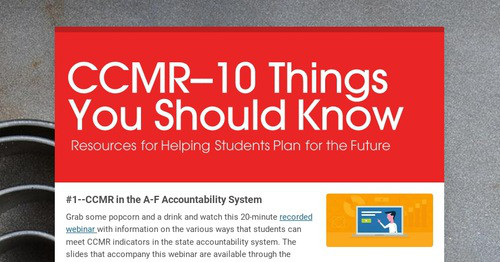 CCMR--10 Things You Should Know | Smore Newsletters