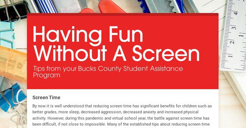 Having Fun Without A Screen | Smore Newsletters for Education