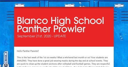 Blanco High School Panther Prowler | Smore Newsletters for Business