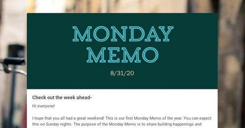 Monday Memo