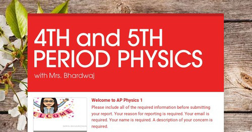 4TH and 5TH PERIOD PHYSICS | Smore Newsletters for Education