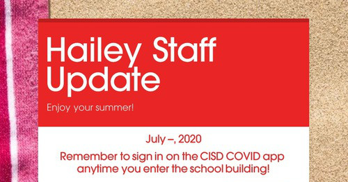 Hailey Staff Update | Smore Newsletters