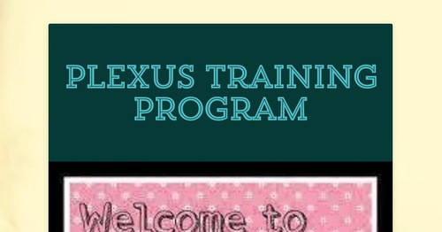 Plexus Training Program | Smore Newsletters