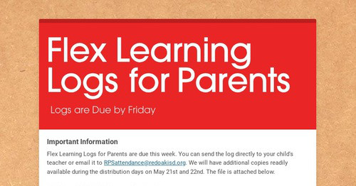 Flex Learning Logs for Parents | Smore Newsletters
