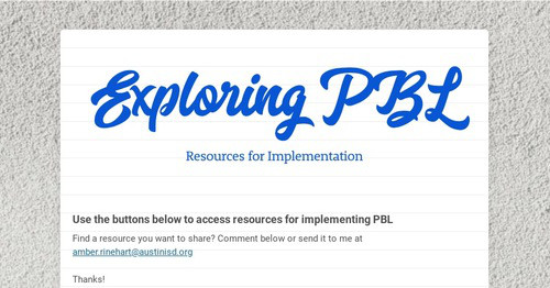 Exploring PBL | Smore Newsletters