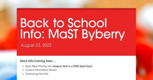 Back to School Info: MaST Byberry | Smore Newsletters