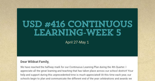 USD #416 Continuous Learning-Week 5 | Smore Newsletters